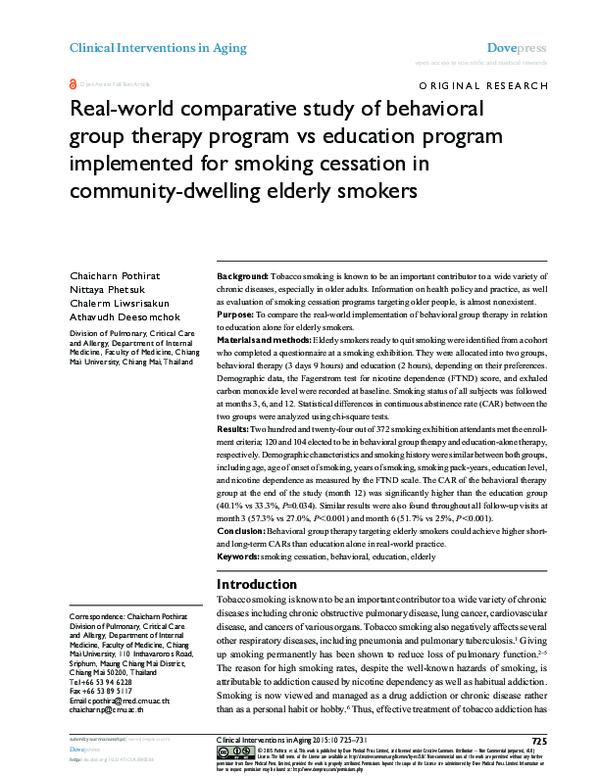 (PDF) Real-world comparative study of behavioral group therapy program vs education program ...