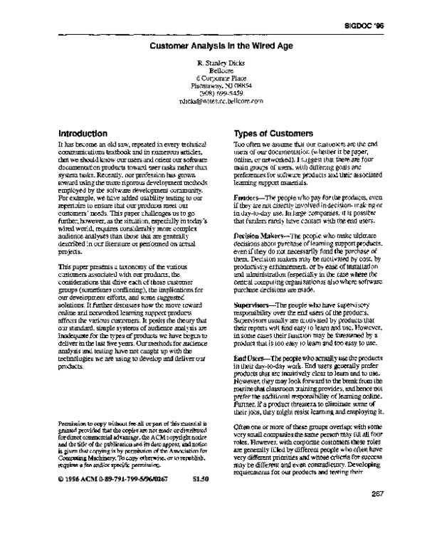 (PDF) Customer analysis in the wired age