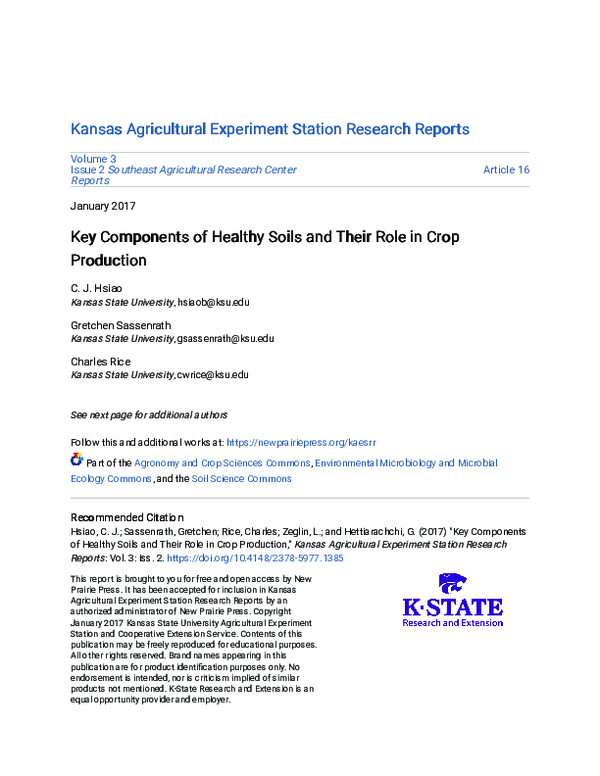 (PDF) Key Components of Healthy Soils and Their Role in Crop Production