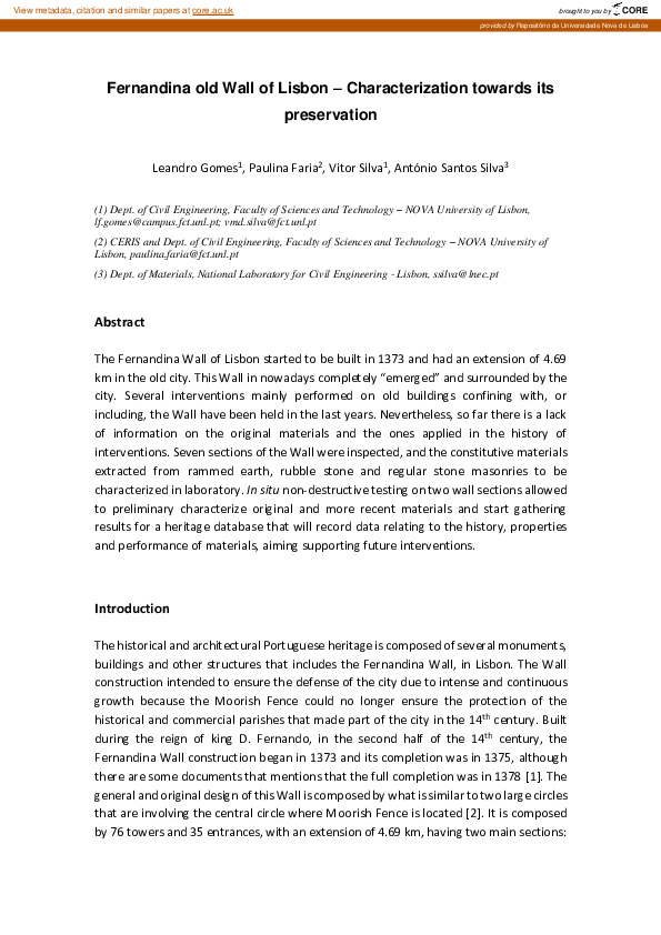 (PDF) Fernandina old Wall of Lisbon: Characterization towards its ...