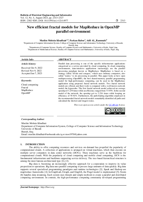 Pdf New Efficient Fractal Models For Mapreduce In Openmp Parallel Environment