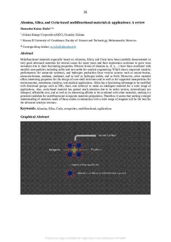 (PDF) Alumina, Silica, and Ceria-Based Multifunctional Materials ...