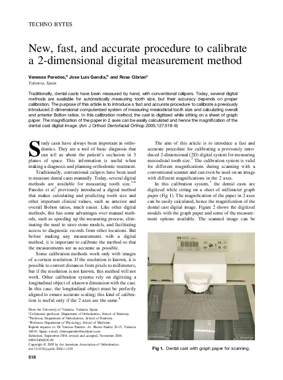 (PDF) New, fast, and accurate procedure to calibrate a 2-dimensional digital measurement method
