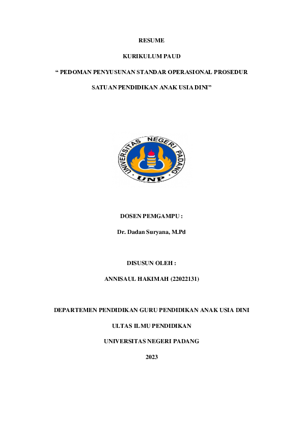 (PDF) RESUME 2 Kurikulum PAUD