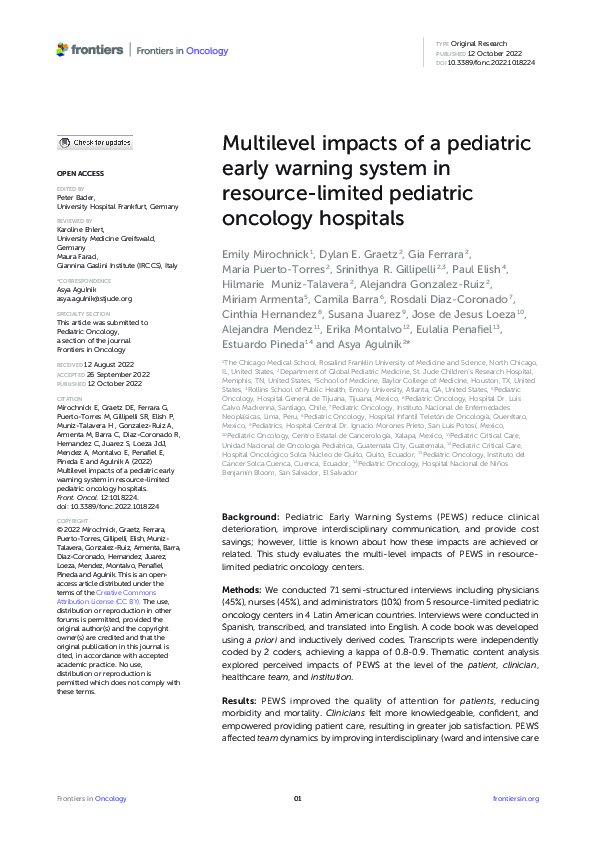 (PDF) Multilevel impacts of a pediatric early warning system in ...