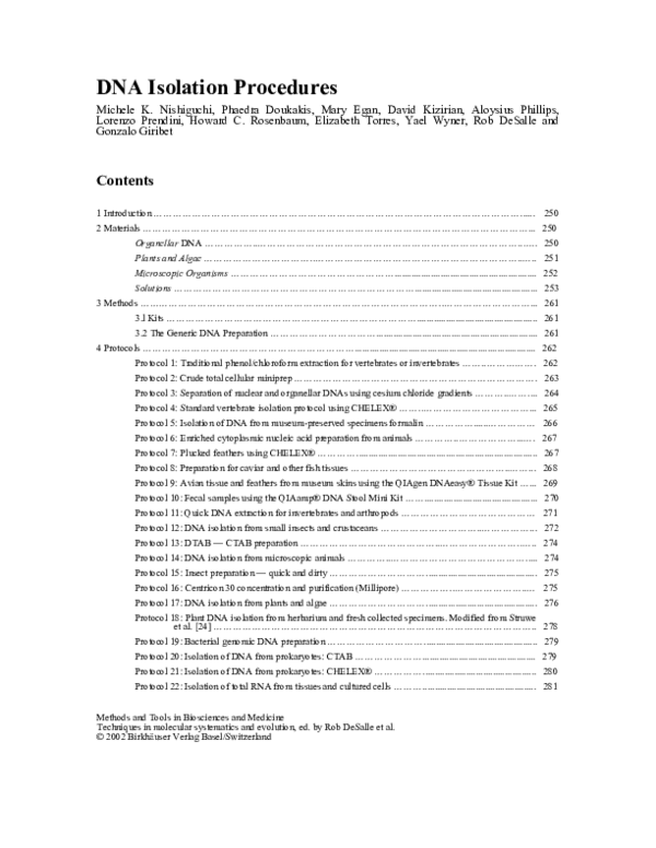 (PDF) DNA Isolation Procedures | Aloysius Phillips - Academia.edu