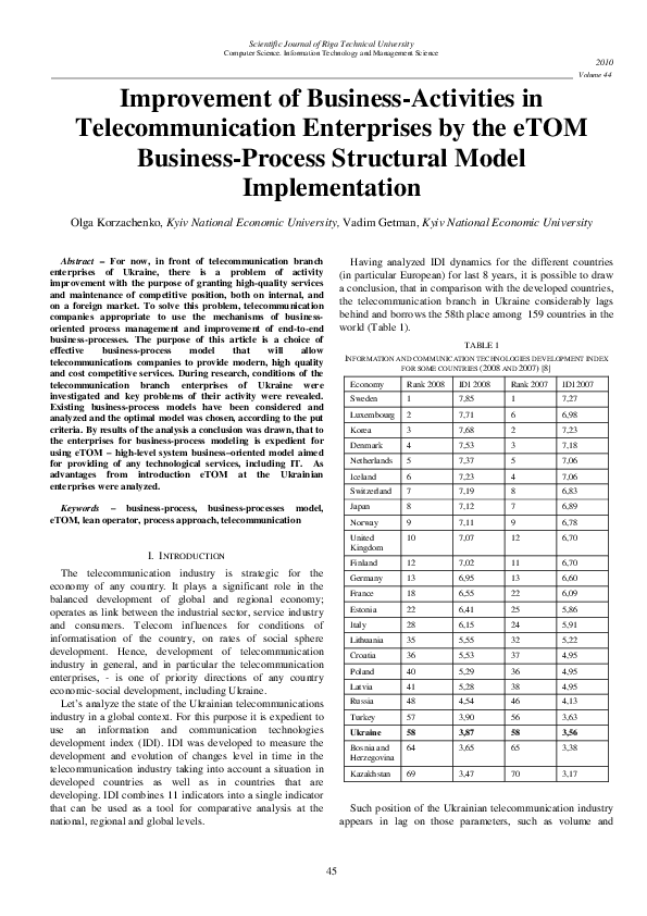 (PDF) Improvement of Business-Activities in Telecommunication ...