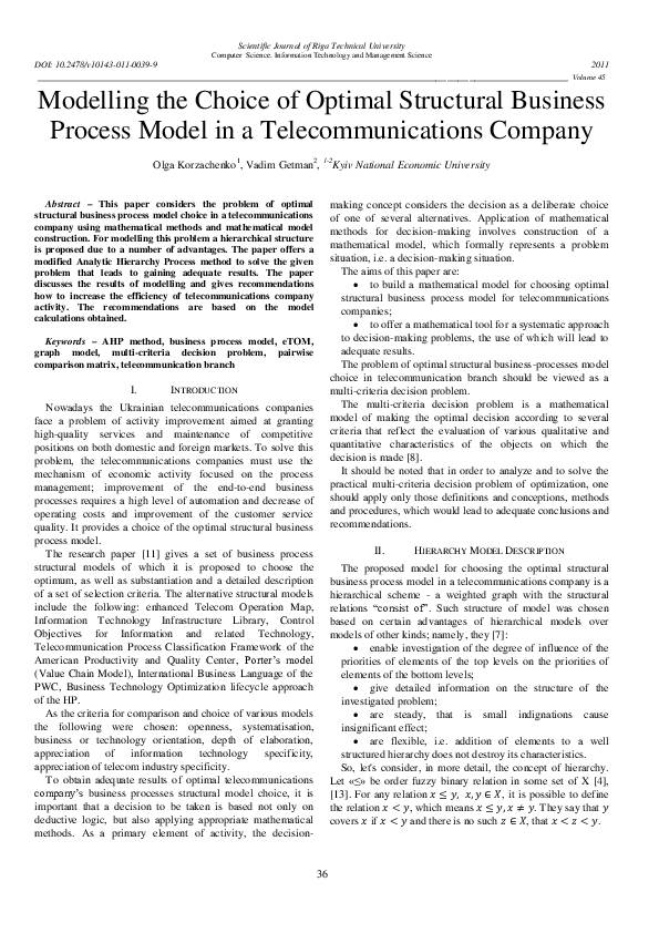 (PDF) Modelling the Choice of Optimal Structural Business Process Model ...