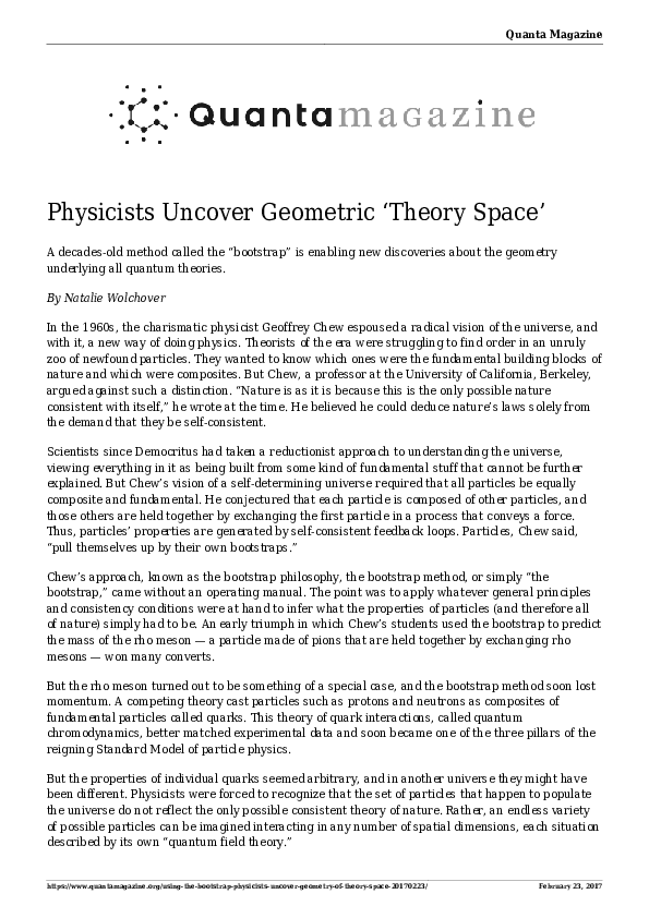 (PDF) Physicists Uncover Geometric ‘ Theory Space