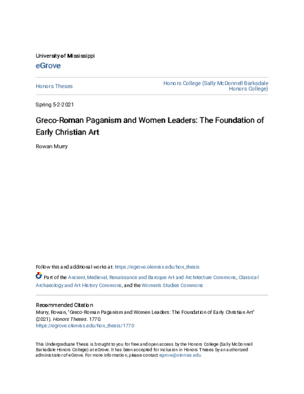 (PDF) Greco-Roman Paganism and Women Leaders: The Foundation of Early ...