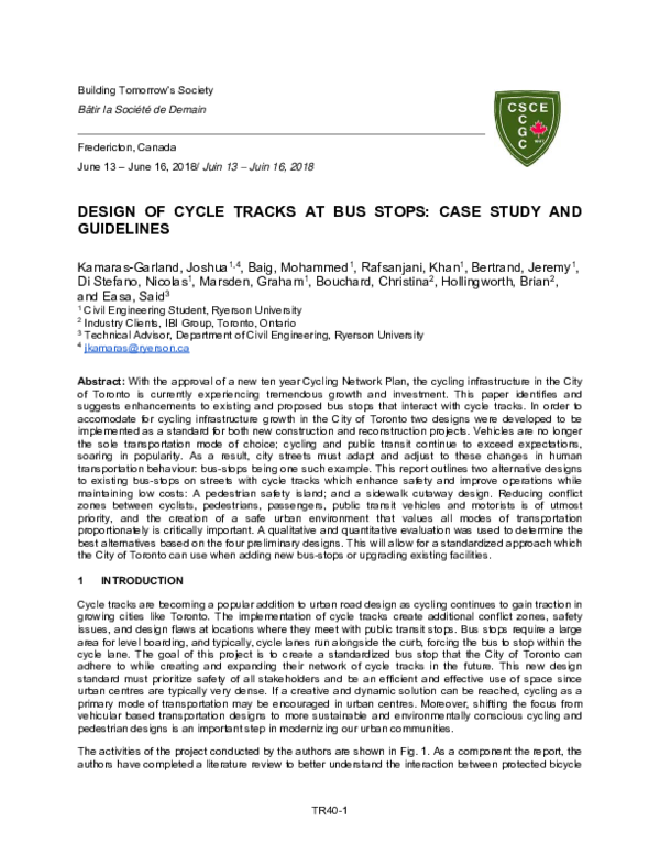 (PDF) Design of Cycle Tracks at Bus Stops: Case Study and Guidelines