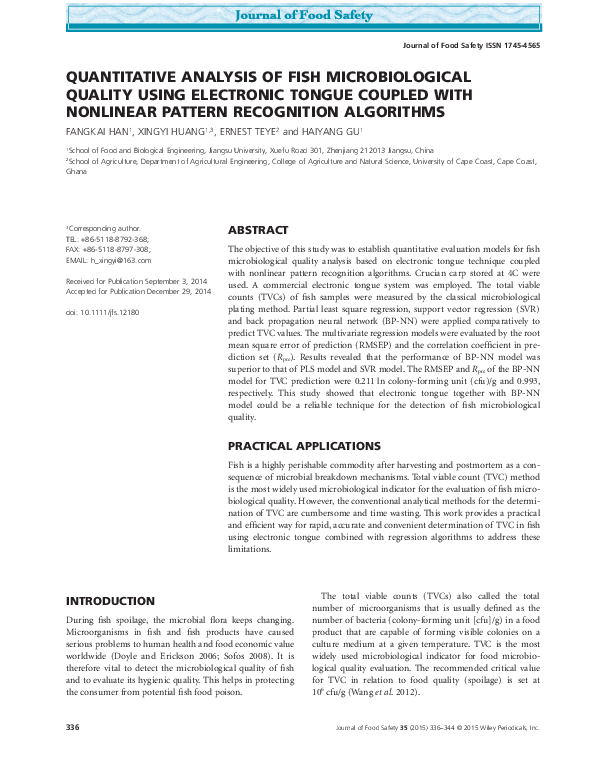 (PDF) Quantitative Analysis of Fish Microbiological Quality Using ...