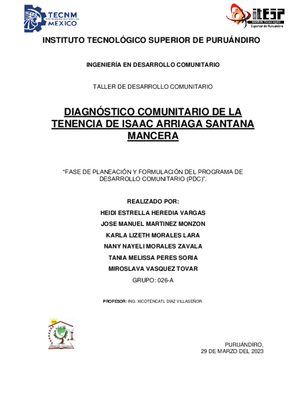 (PDF) Plan de Desarrollo Comunidad de ISAAC ARRIAGA SANTA ANA MANCERA