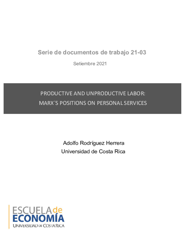 (PDF) Productive and unproductive labor: Marx´s positions on personal ...