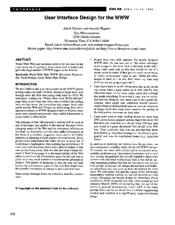 (PDF) Designing Intuitive User Interfaces for the World Wide Web