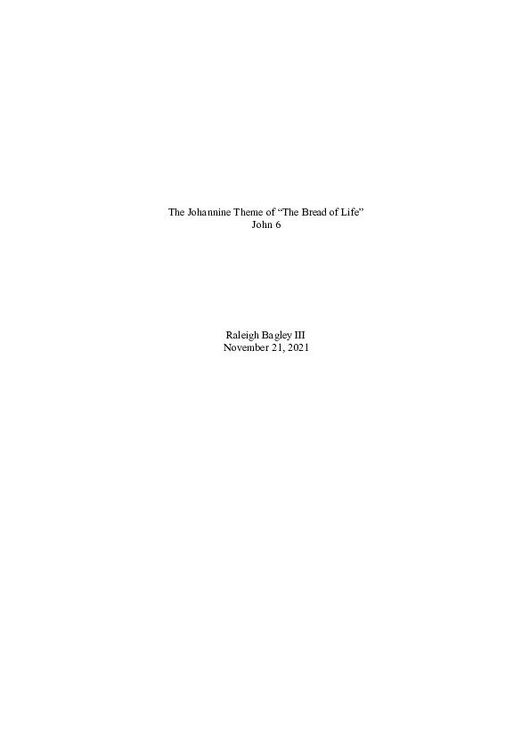 (PDF) The Johannine Theme of "The Bread of Life" John 6