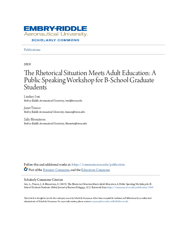 (PDF) The Rhetorical Situation Meets Adult Education: A Public Speaking ...