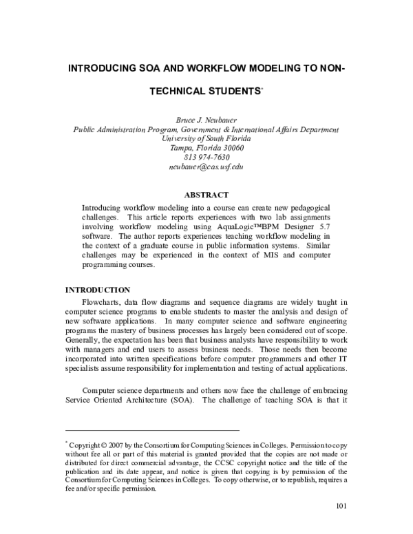 (PDF) Introducing SOA and workflow modeling to non-technical students