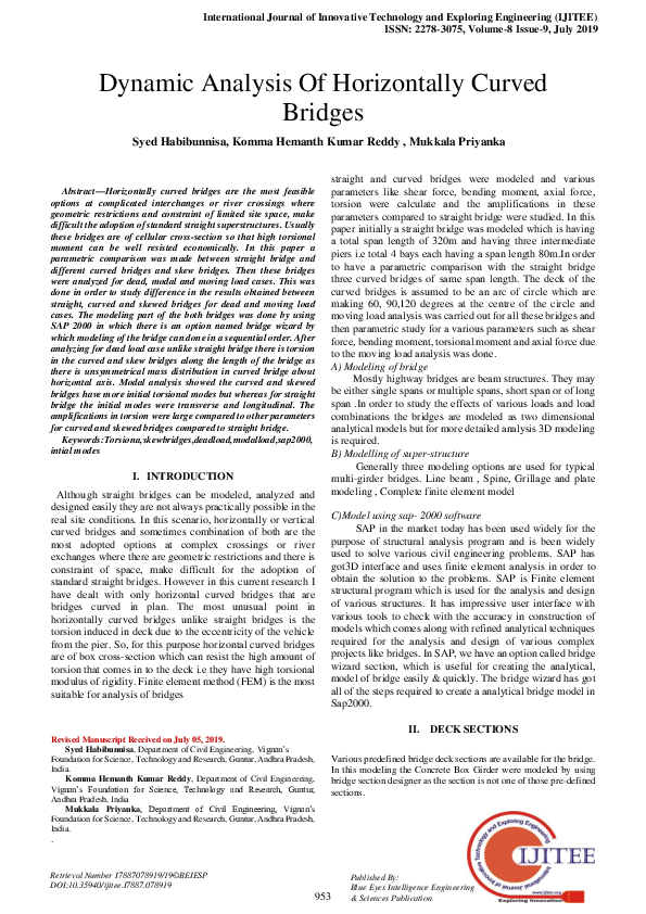 (PDF) Dynamic Analysis Of Horizontally Curved Bridges