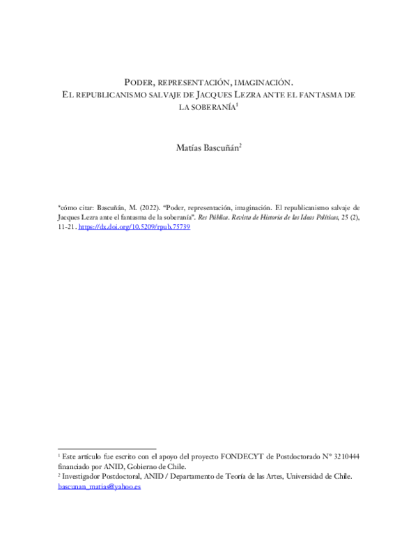 (PDF) Poder, representación, imaginación: el republicanismo salvaje de ...