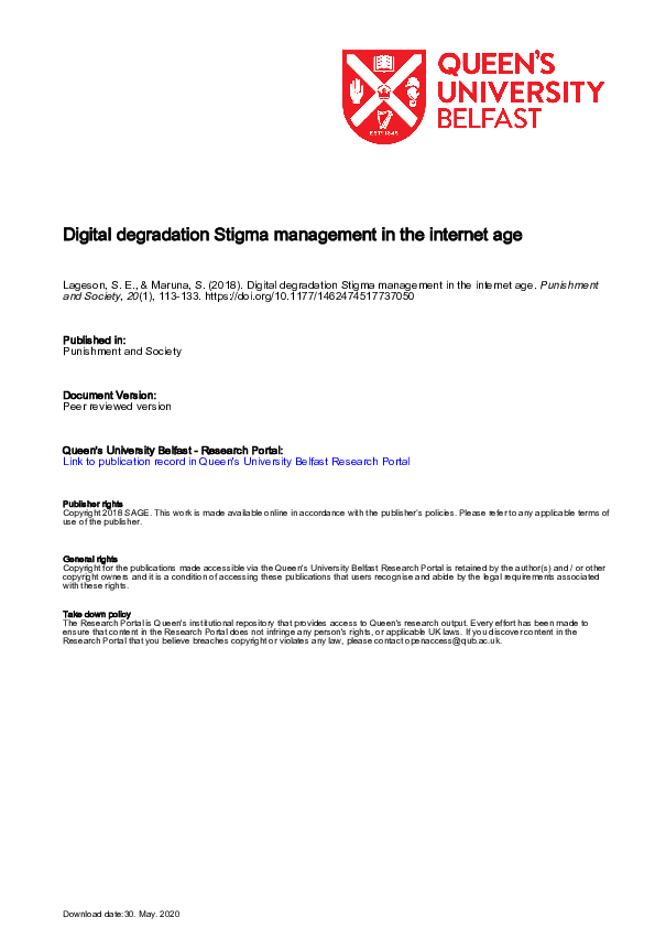 (PDF) Digital degradation: Stigma management in the internet age