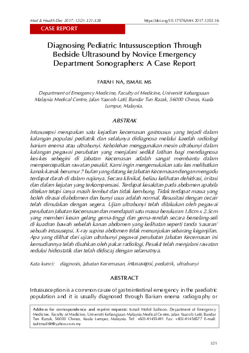 (PDF) Diagnosing Pediatric Intussusception Through Bedside Ultrasound ...