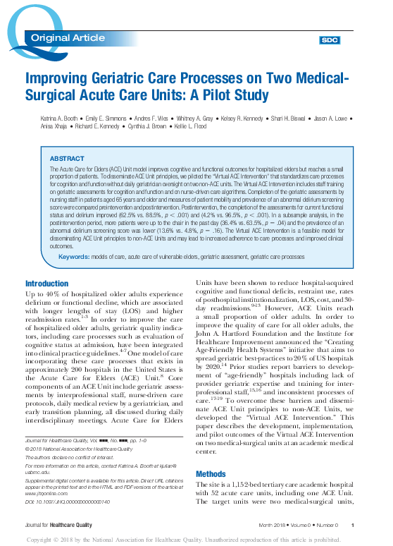 (PDF) Improving Geriatric Care Processes on Two Medical-Surgical Acute ...