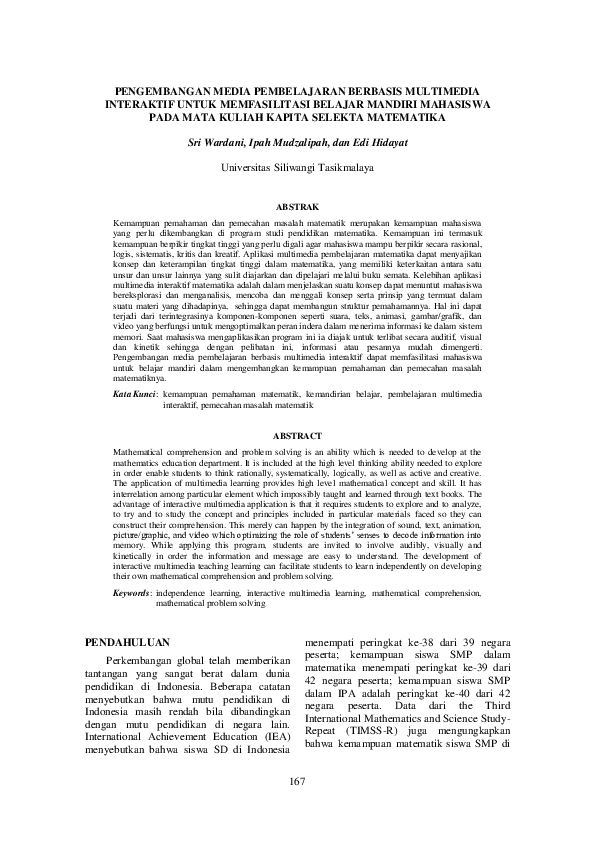 (PDF) Pengembangan Media Pembelajaran Berbasis Multimedia Interaktif Untuk Memfasilitasi Belajar ...
