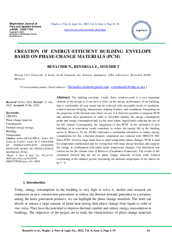(PDF) CREATION OF ENERGY-EFFICIENT BUILDING ENVELOPE BASED ON PHASE ...