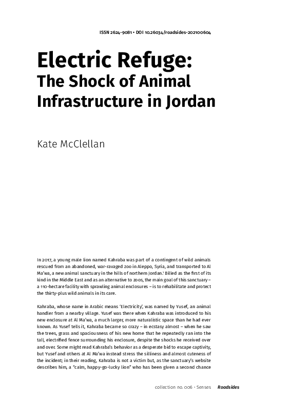 (PDF) Electric Refuge: The Shock of Animal Infrastructure in Jordan