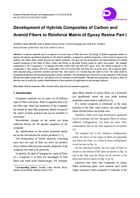 (PDF) Development of Hybrids Composites of Carbon and Aramid Fibers to ...