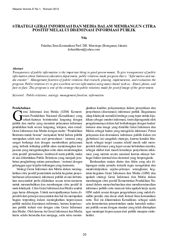 (PDF) Strategi Gerai Informasi Dan Media Dalam Membangun Citra Positif ...