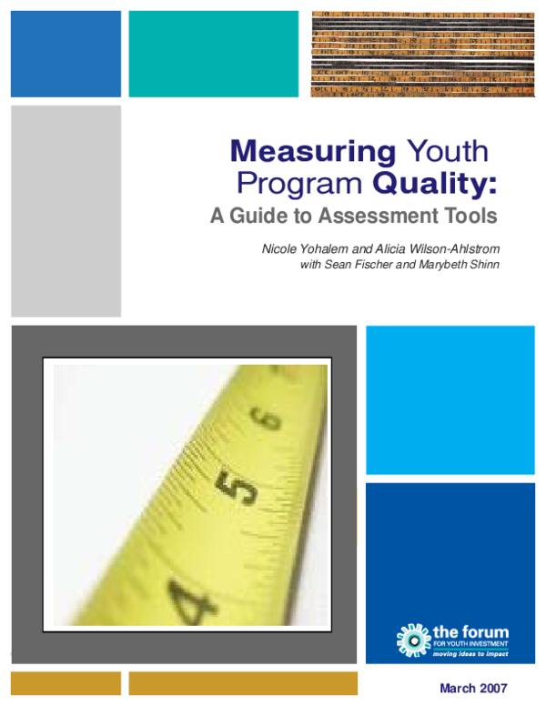 (PDF) Measuring youth program quality: A guide to assessment tools ...