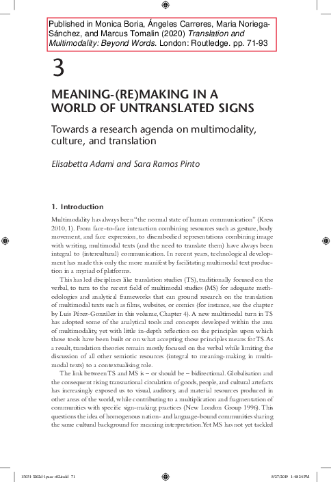 (PDF) Meaning-(re)making in a world of untranslated signs
