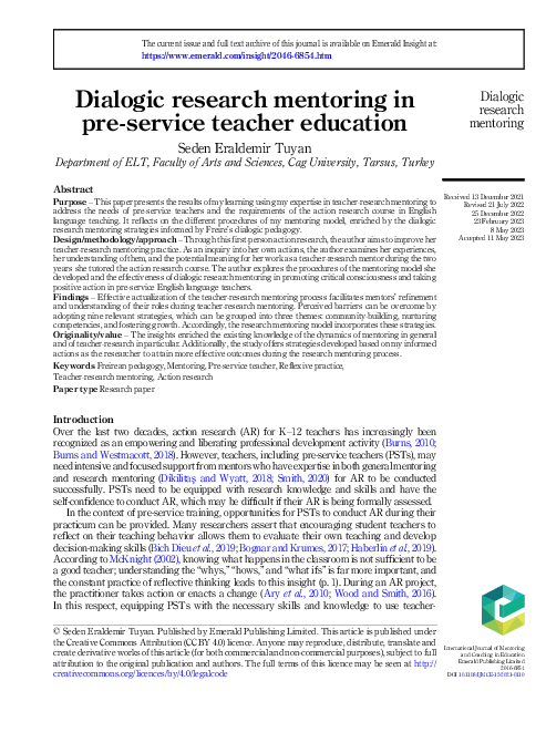 (PDF) Dialogic research mentoring in pre-service teacher education