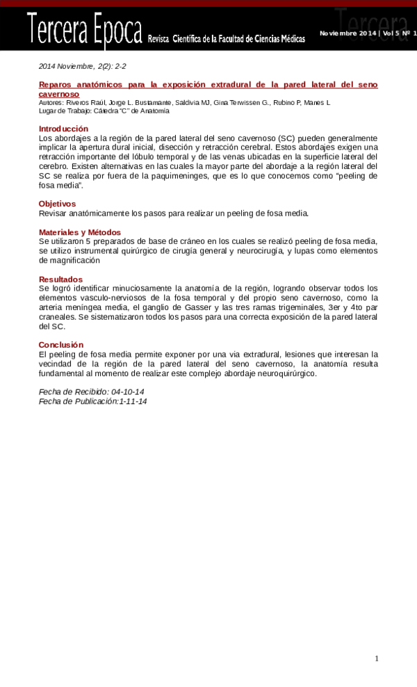 (PDF) Reparos anatómicos para la exposición extradural de la pared ...