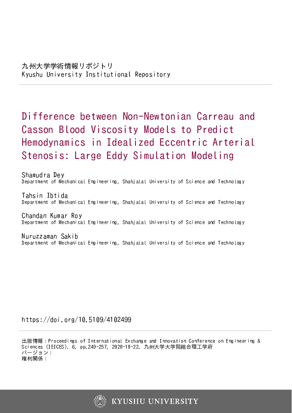 (PDF) Difference between Non-Newtonian Carreau and Casson Blood ...