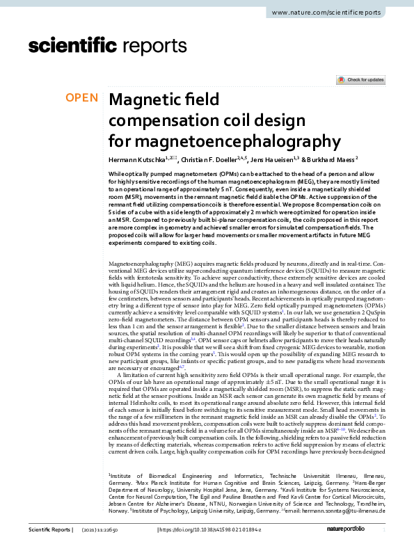(PDF) Magnetic field compensation coil design for magnetoencephalography