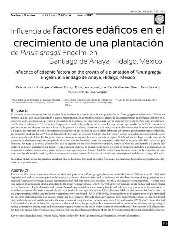 (PDF) Influencia de factores edáficos en el crecimiento de una ...