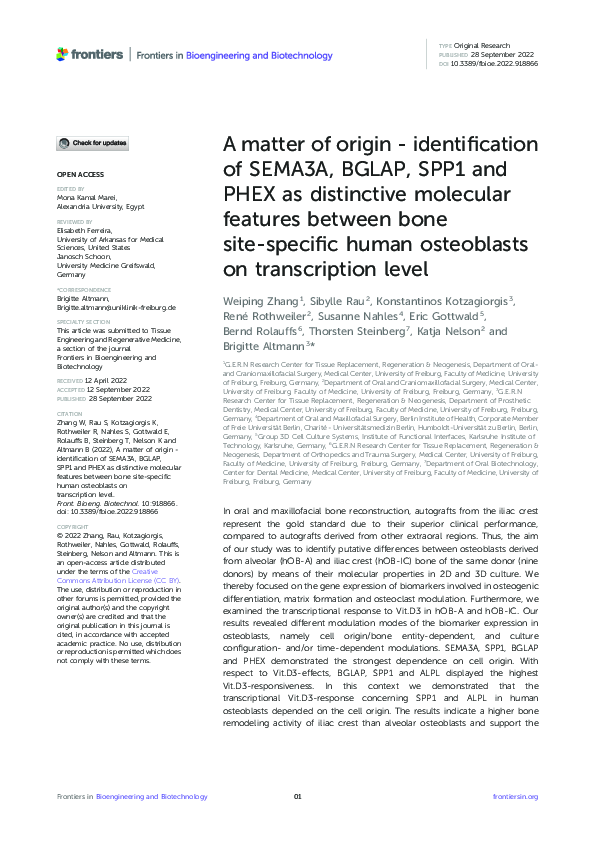 (PDF) A matter of origin - identification of SEMA3A, BGLAP, SPP1 and ...