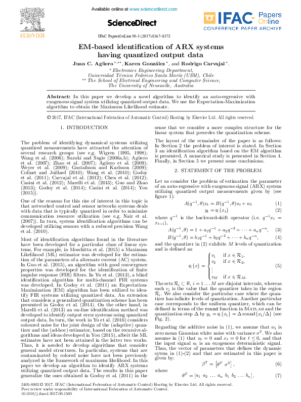 (PDF) EM-based identification of ARX systems having quantized output data