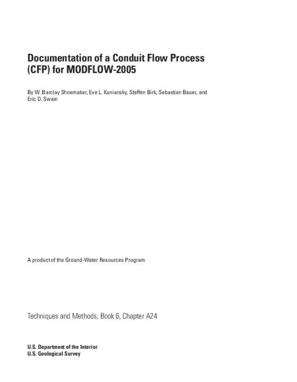 (PDF) Documentation of a Conduit Flow Process (CFP) for MODFLOW-2005 ...