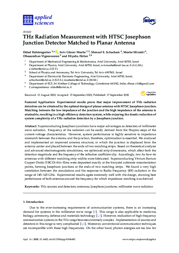 (PDF) THz Radiation Measurement with HTSC Josephson Junction Detector ...