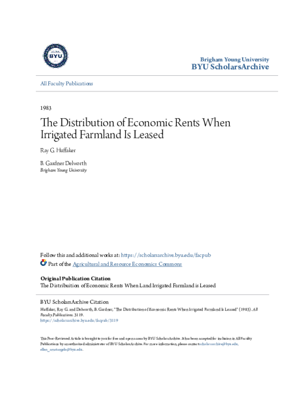 (PDF) The Distribution of Economic Rents Arising from Subsidized Water ...