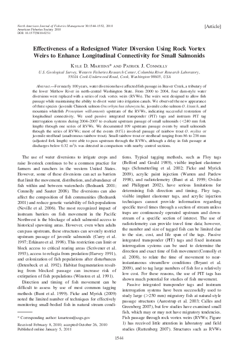 (PDF) Effectiveness of a Redesigned Water Diversion Using Rock Vortex ...