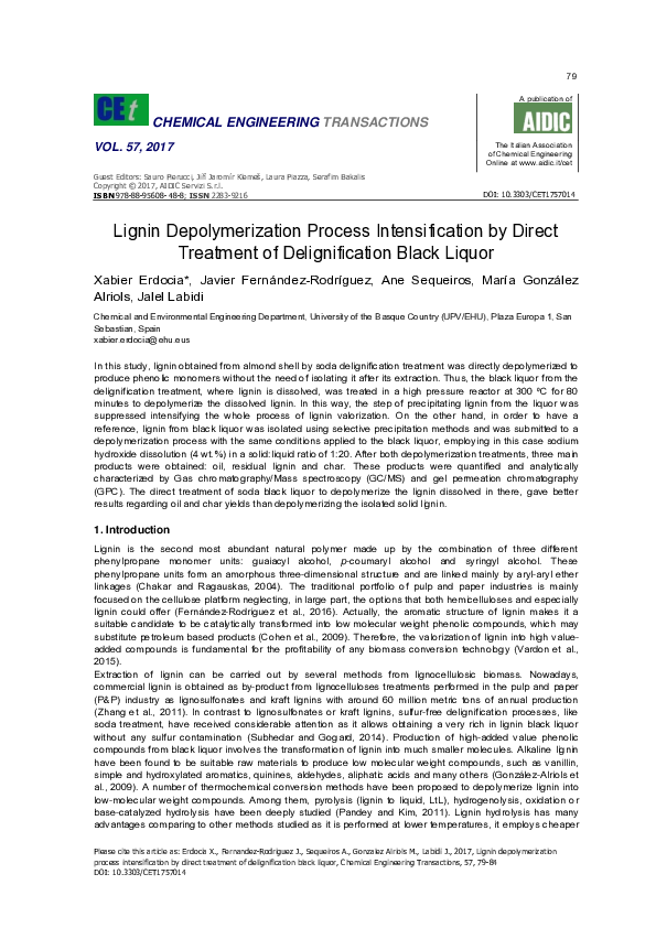(PDF) Lignin Depolymerization Process Intensification by Direct ...