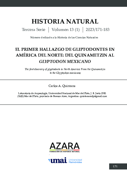 (PDF) EL PRIMER HALLAZGO DE GLIPTODONTES EN AMÉRICA DEL NORTE: DEL ...