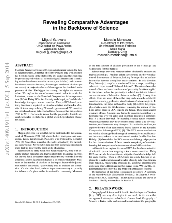 (PDF) Revealing comparative advantages in the backbone of science