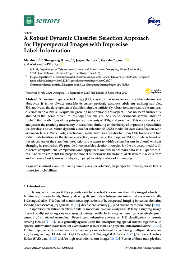 Pdf A Robust Dynamic Classifier Selection Approach For Hyperspectral Images With Imprecise
