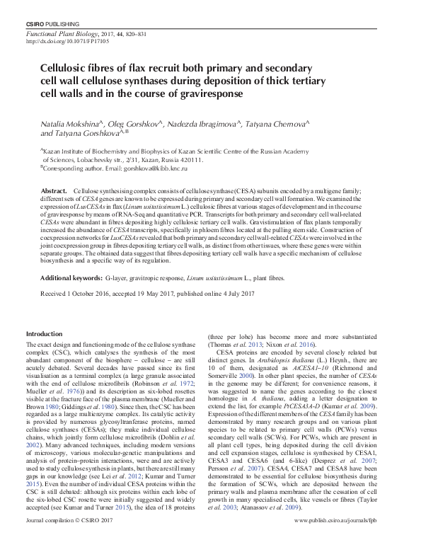 (PDF) Cellulosic fibres of flax recruit both primary and secondary cell ...